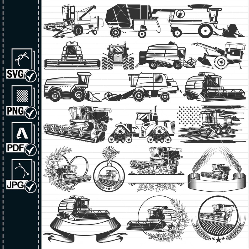 Combine Harvester SVG Bundle, Farm Clipart (digital Files) - Etsy