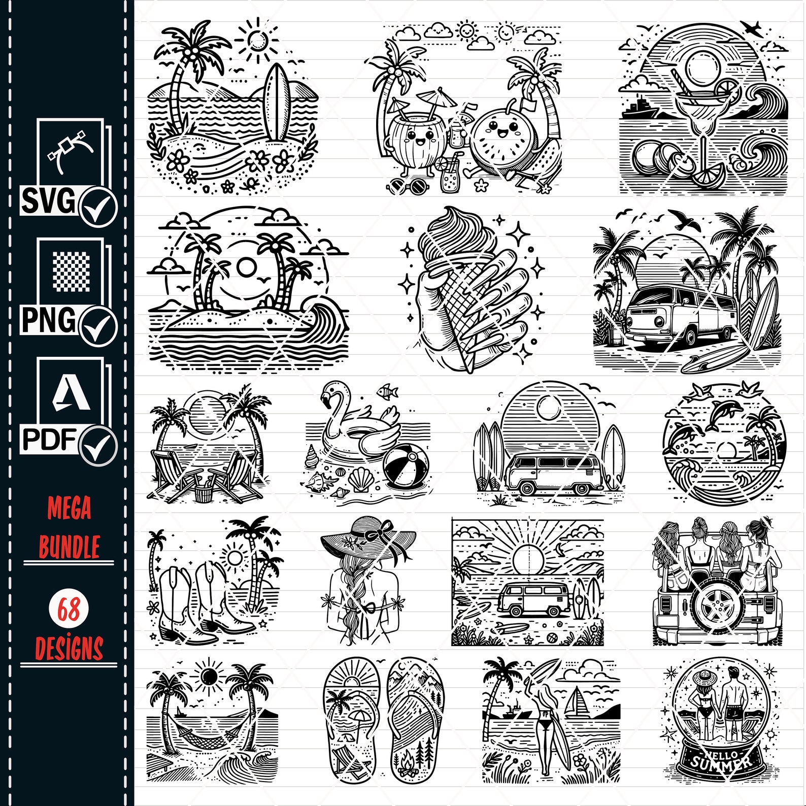 Summer Beach SVG Mega Bundle (68 Designs) - Etsy