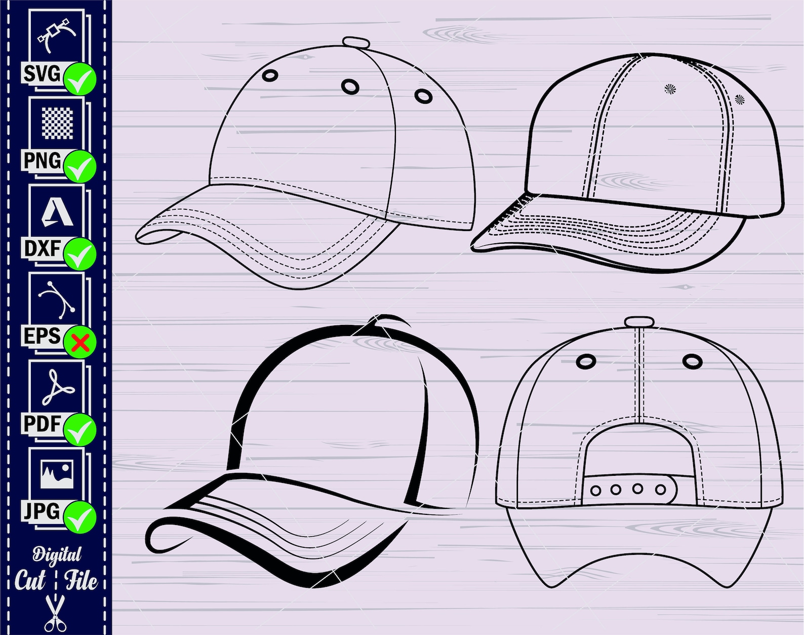 Baseball Cap SVG Files 1, Baseball Cap SVG, Baseball Cap Clipart, Cut ...