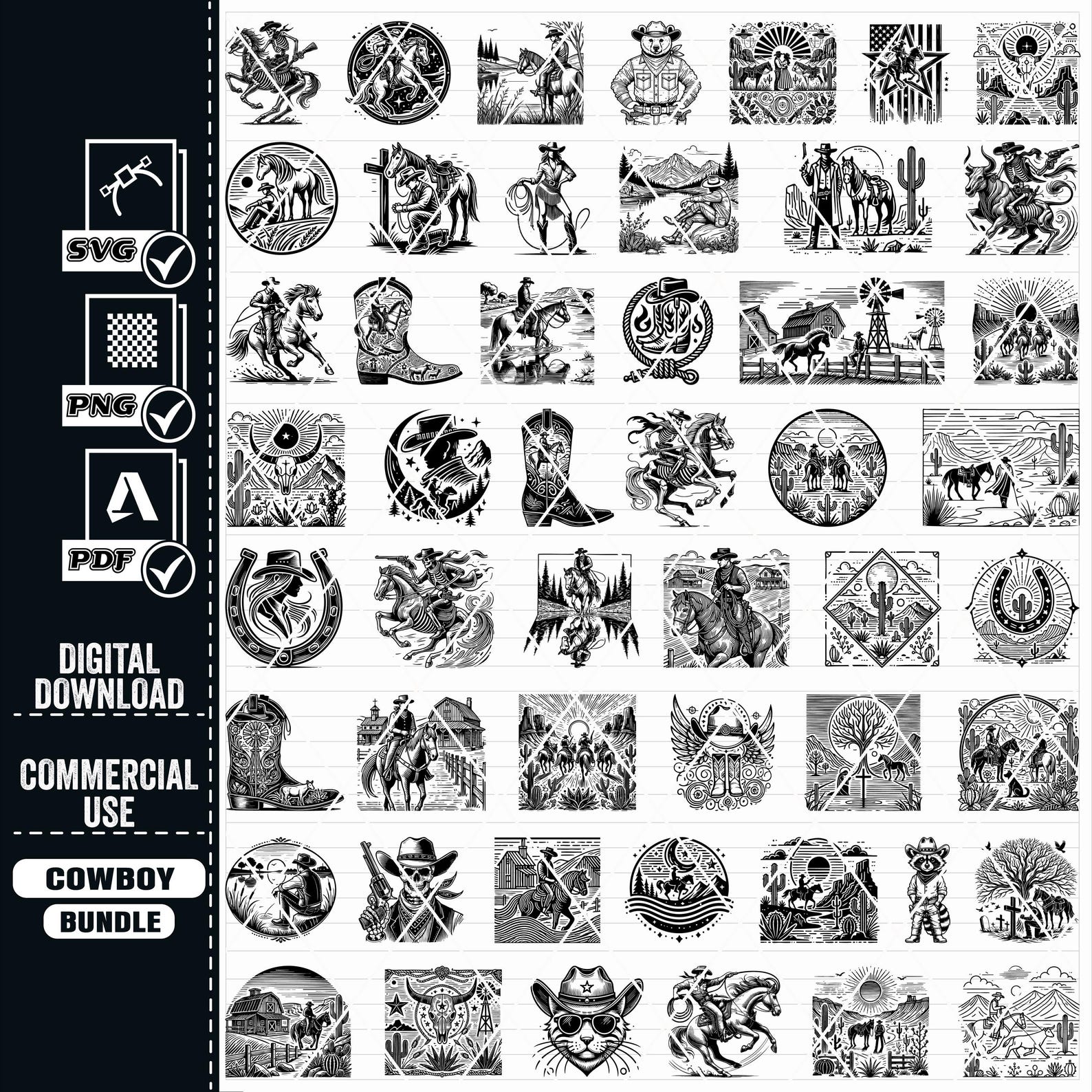 Cowboy Mega Bundle, Western Vector Graphics (digital Download) - Etsy