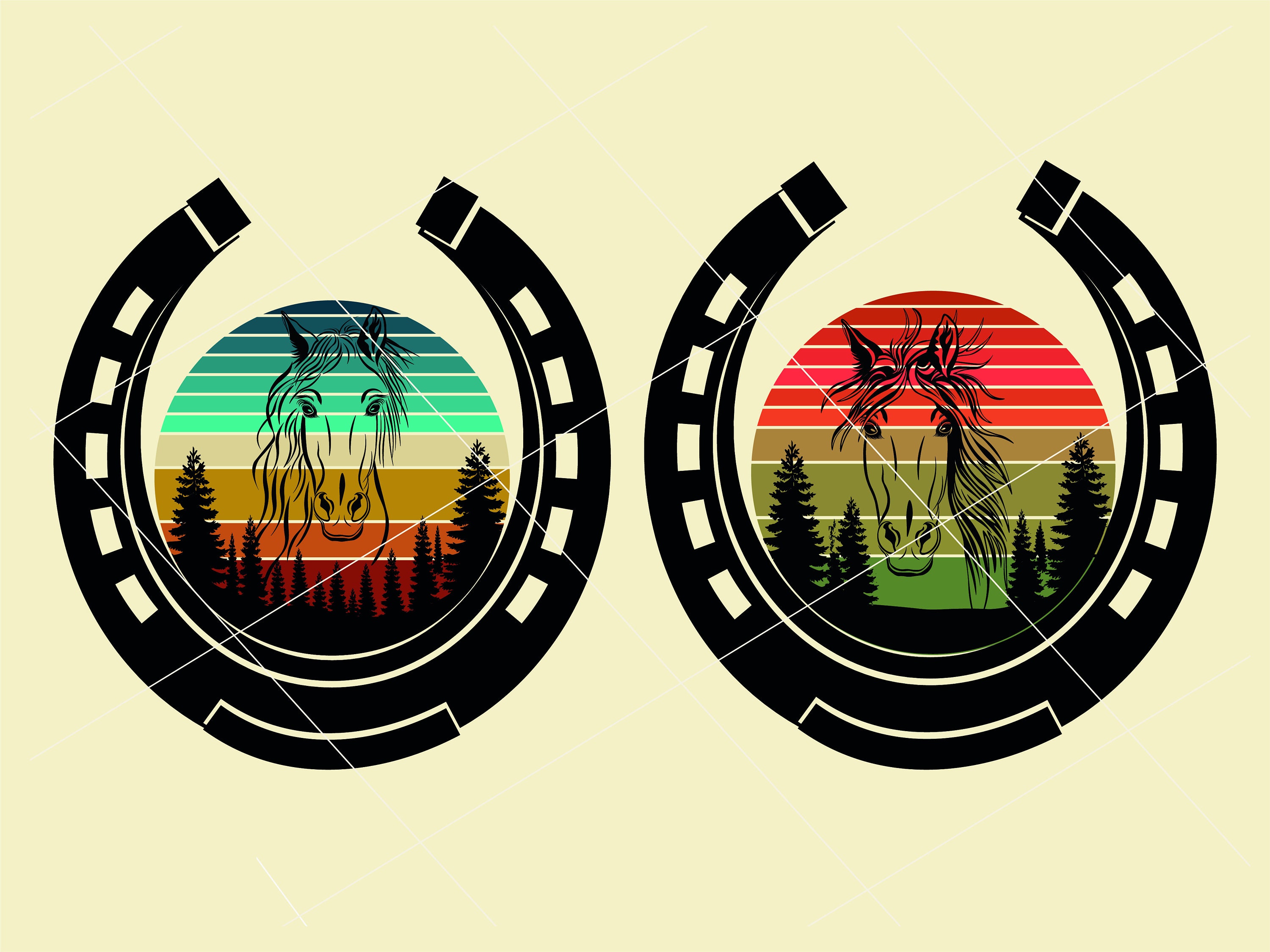 Pferde svg 7 Pferd mit Brillen svg Pferd mit Bandana Pferd | Etsy