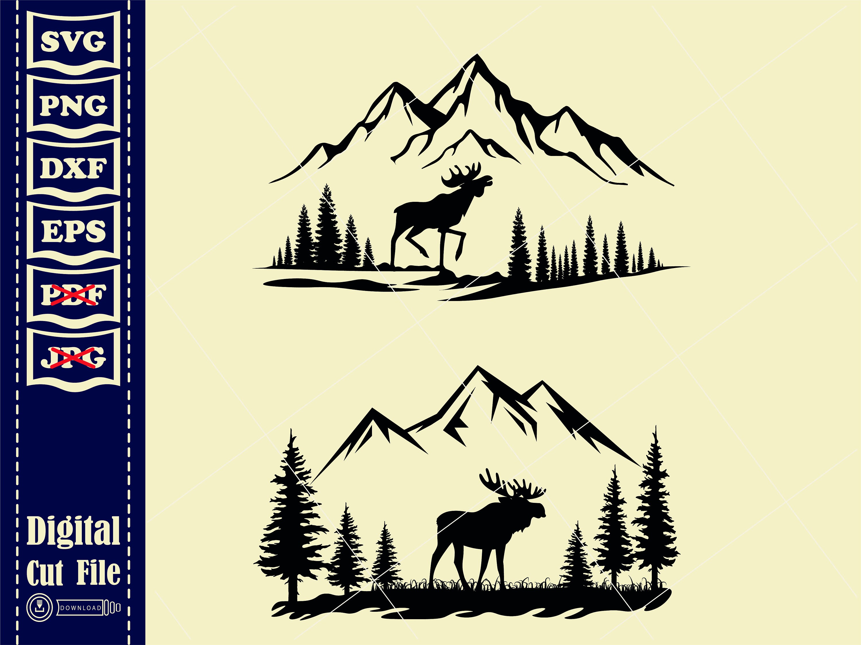 Moose in Forest Svg Moose Svg Moose Scene Svg Forest Scene - Etsy