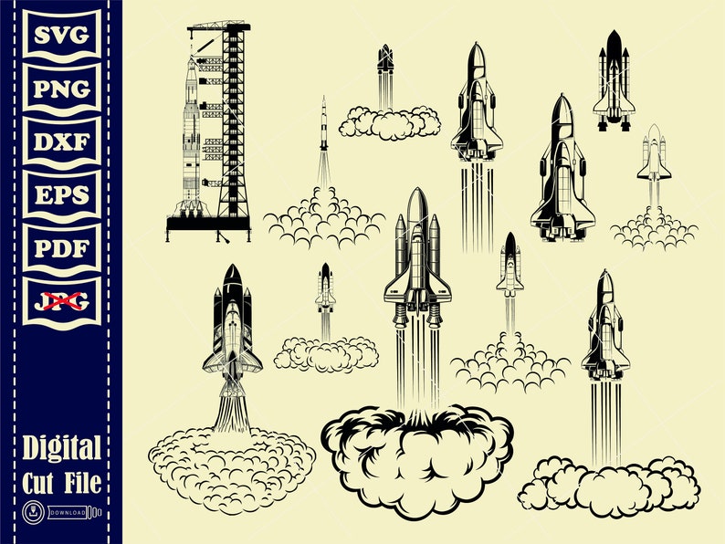 Space Rocket Launch SVG Galaxy Space SVG Bundles Rocketship | Etsy
