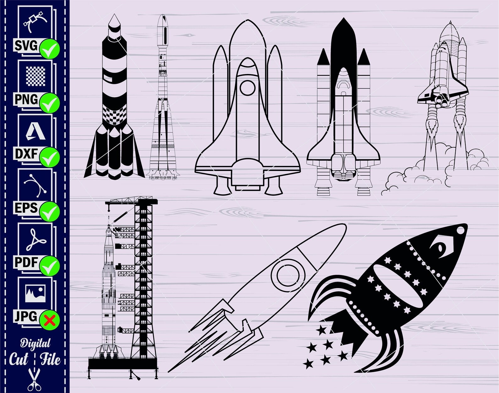 Space Rocket Launch SVG Galaxy Space SVG Bundles Rocketship - Etsy