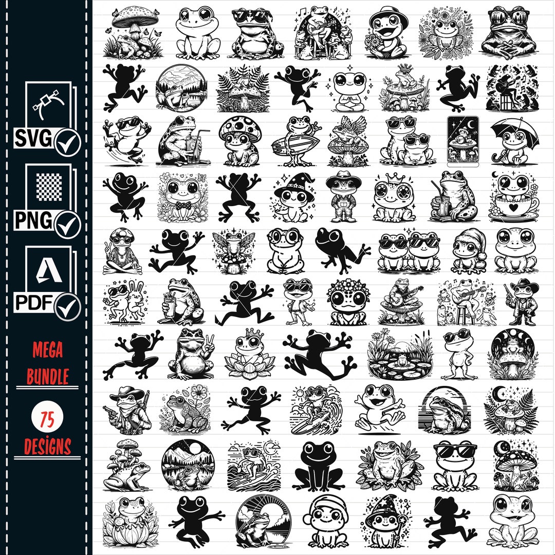 FROG SVG Png MEGA Bundle, Floral Frog Svg, Cute Frog Svg, Funny Frog ...