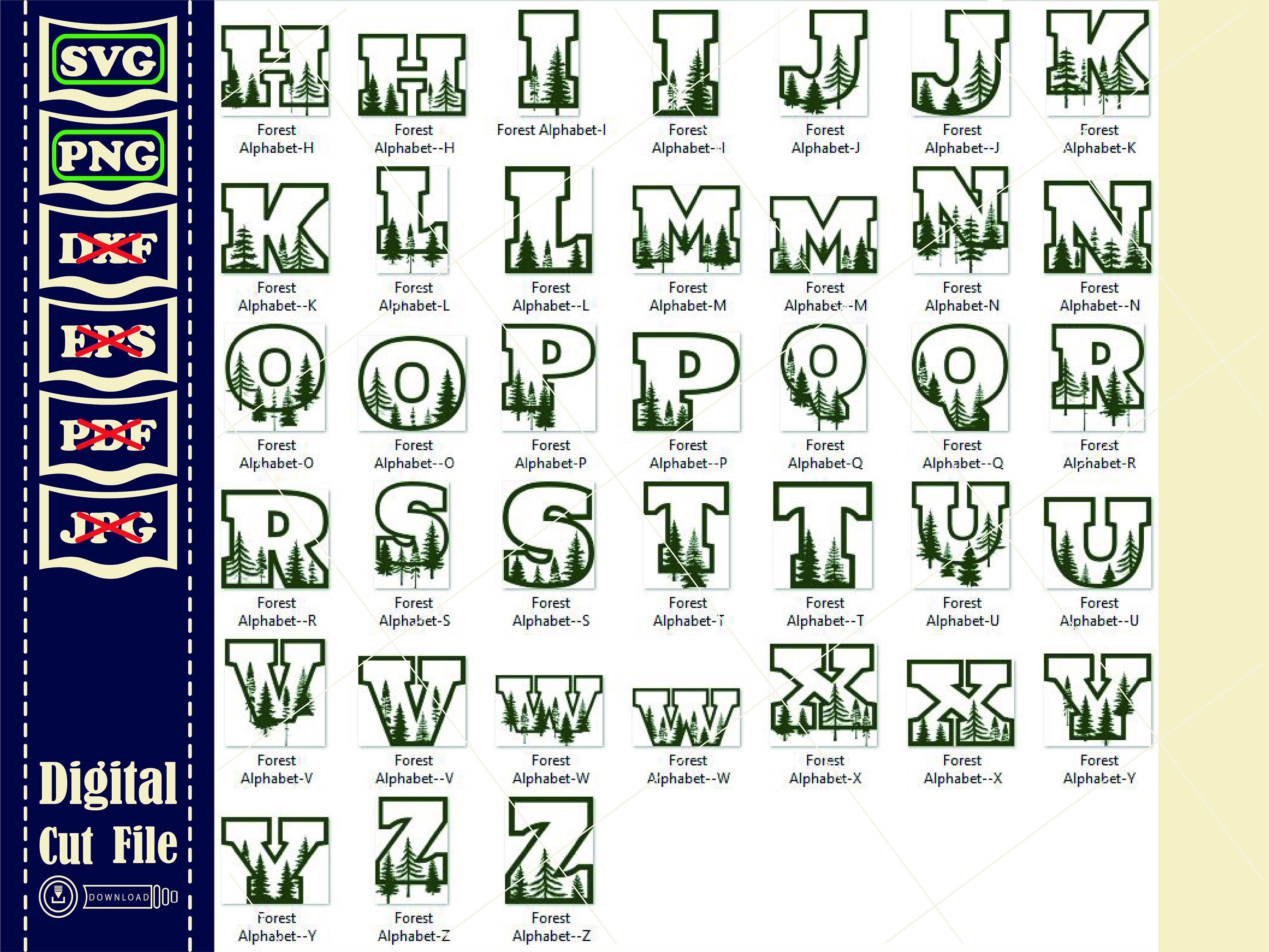 Forest Font Letters SVG Cut Files for Cricut for Silhouette | Etsy Canada