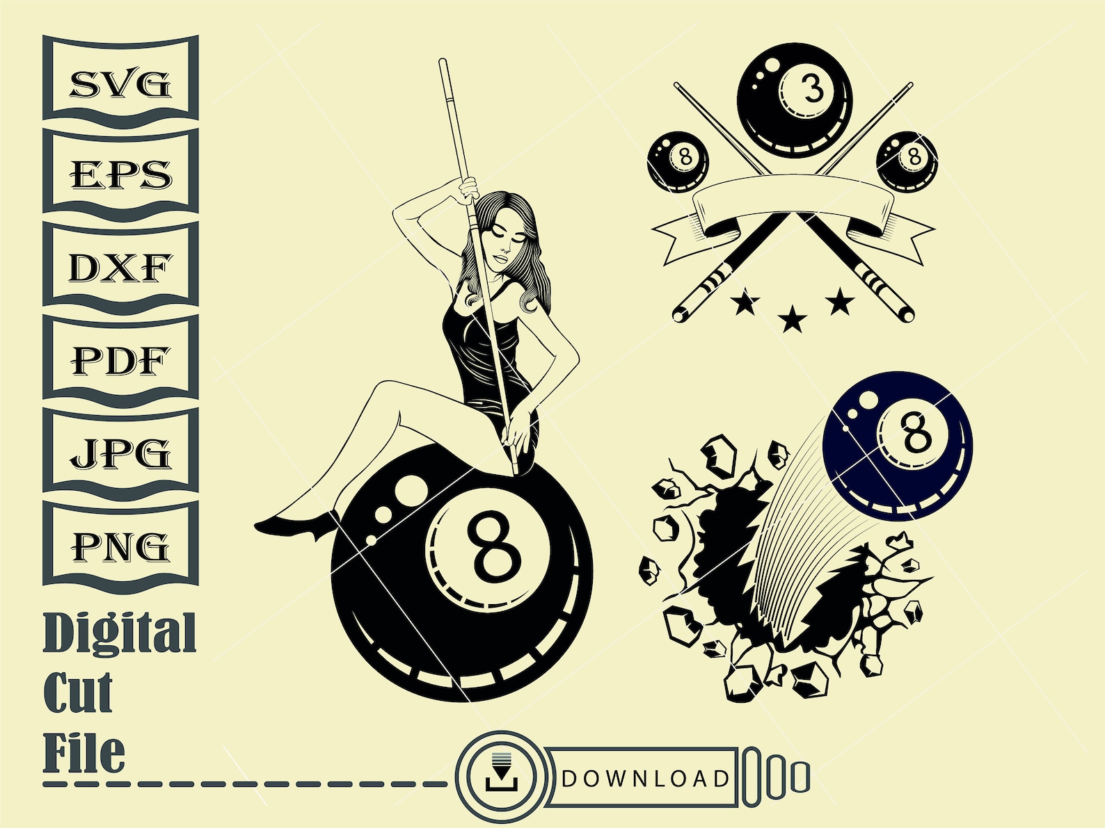 Billiards Svg Bundle 1 Snooker Svg Pool Svg Billiards - Etsy UK