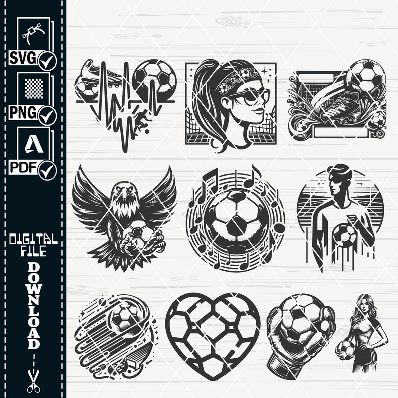 Soccer SVG Bundle, Football Clipart (digital Download) - Etsy