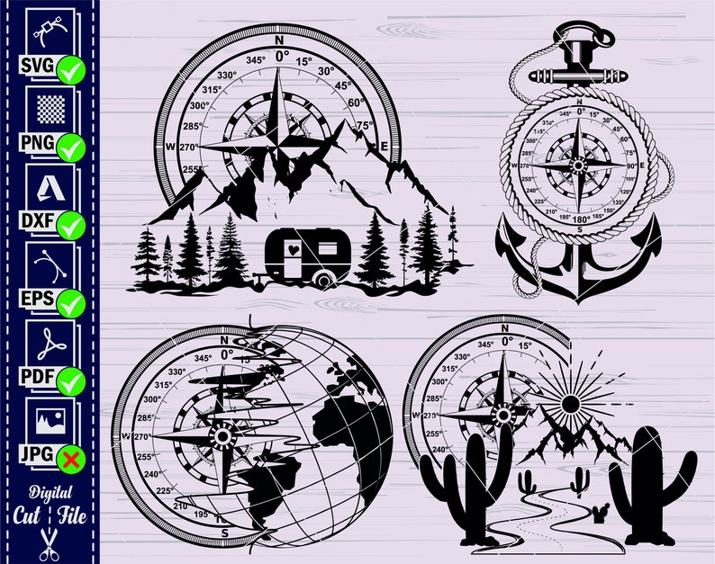 Compass SVG1 Mountain Compass Svg Camping Compass Svg - Etsy