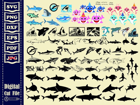 Shark SVG Bundle Hammerhead Svg Shark Dxf Shark Png Shark | Etsy UK