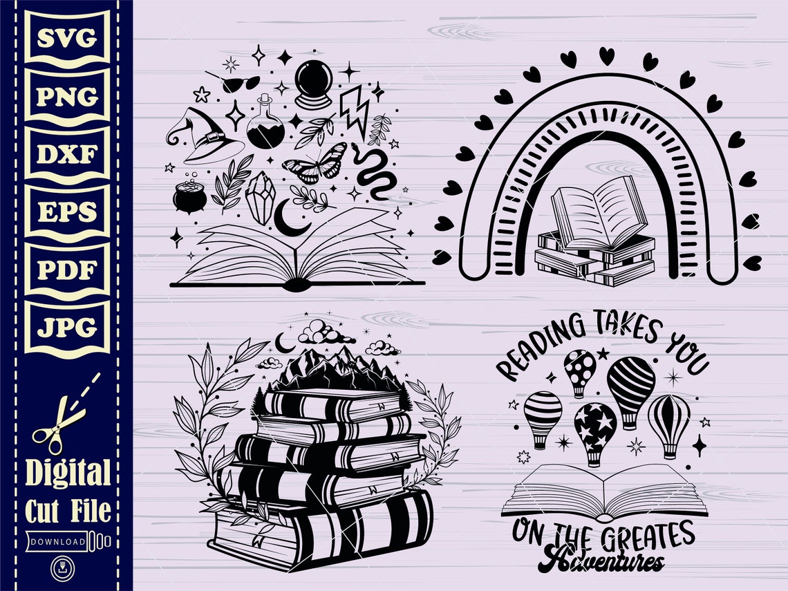 BOOKS SVG 2 Books Lover Bundle SVG Love to Read Svg - Etsy