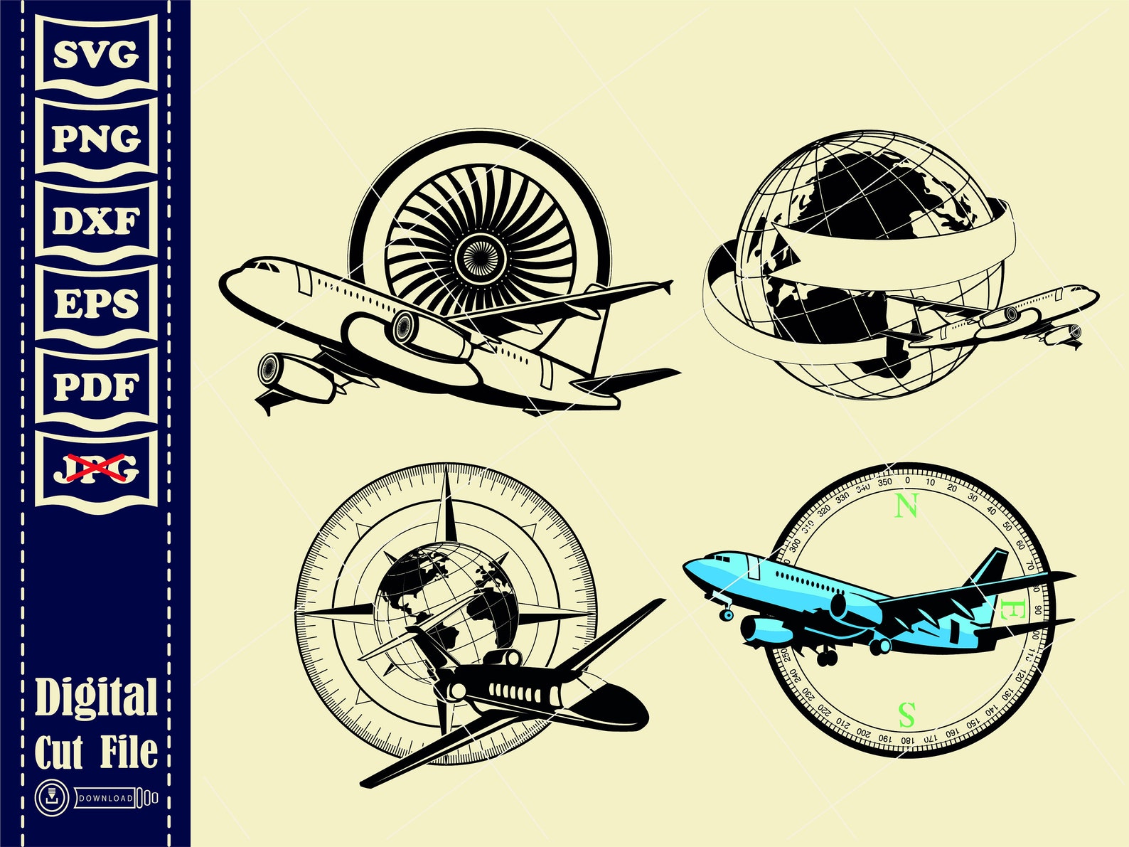 Airplane Svg 2 Airplane With Forest Svg Airplane With World - Etsy Canada