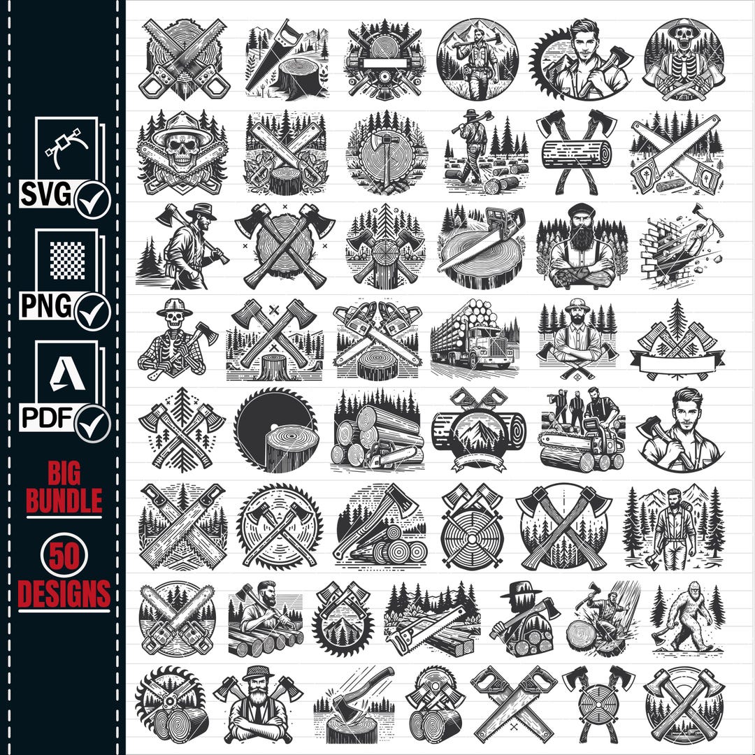 Lumberjack SVG PNG Bundle, Wood Cutter Clipart (digital Download) - Etsy