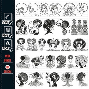 AFRO WOMAN SVG Png Mega Bundle, Afro Woman Tree Svg, Black Woman Svg ...