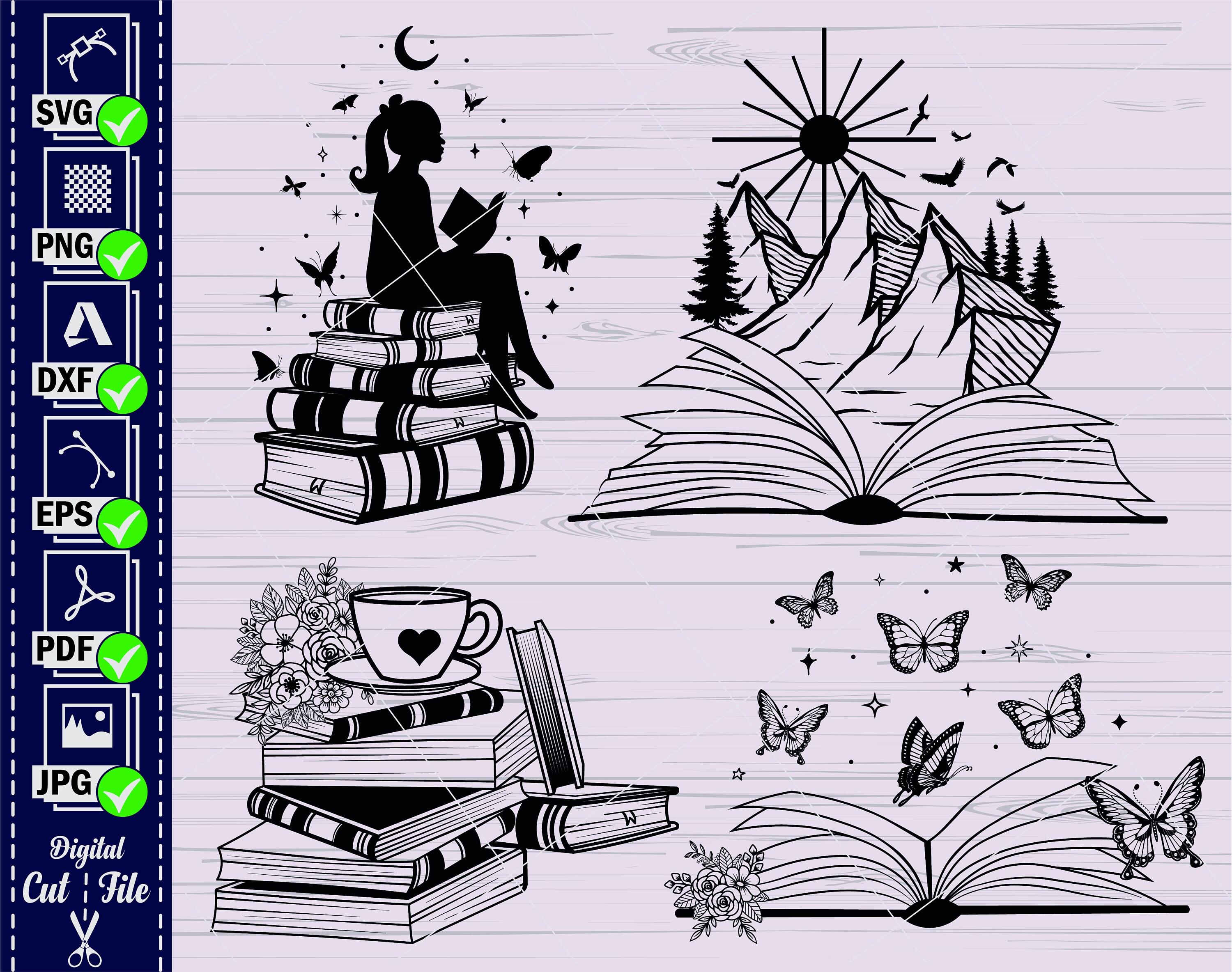 BOOKS SVG 3 Books Lover Bundle SVG Love to Read Svg - Etsy