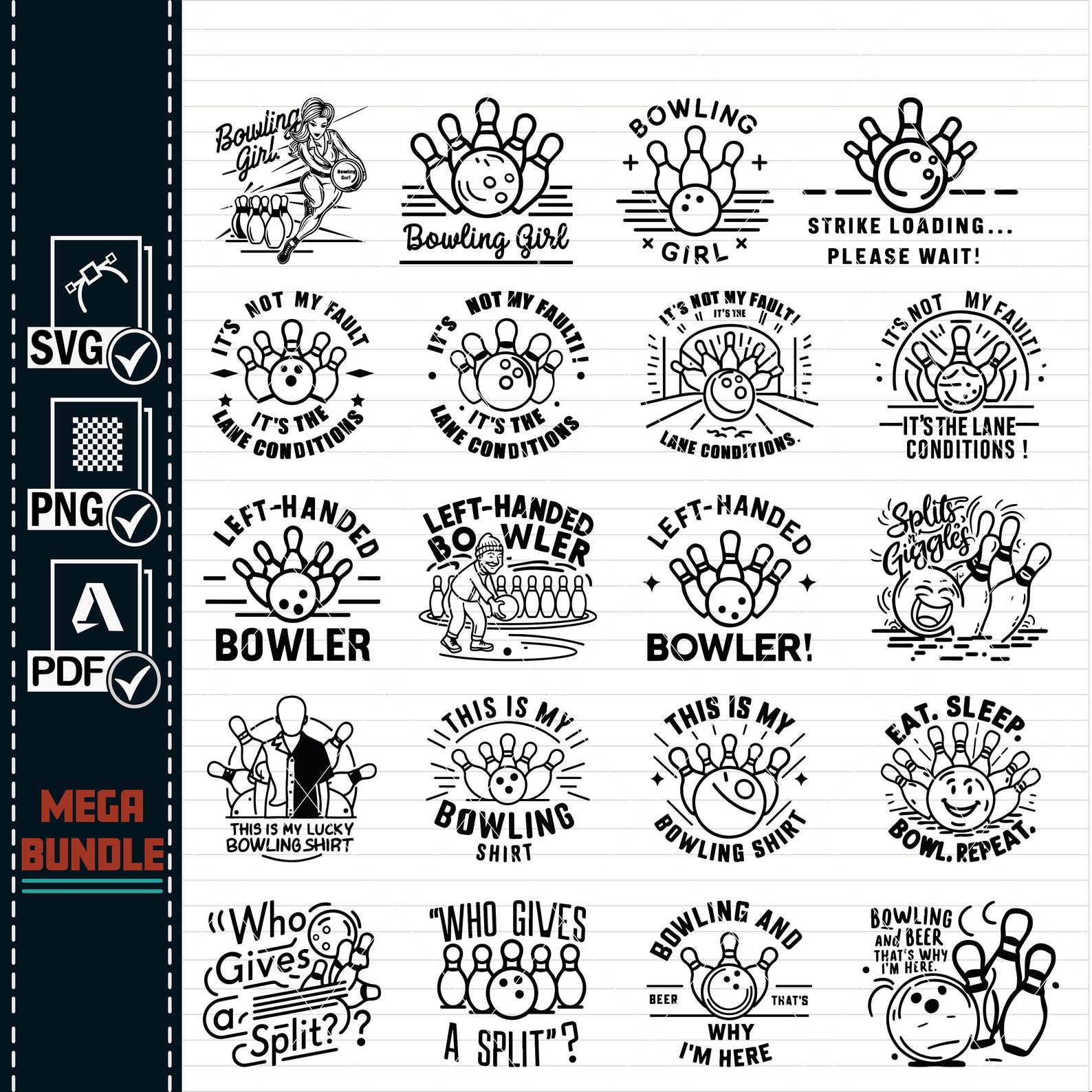 Bowling SVG Mega Bundle, Clipart Graphics (digital Download) - Etsy