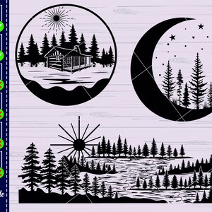 Forest Tree Silhouette SVG Bundle, Woodland Cut Files (digital Download ...