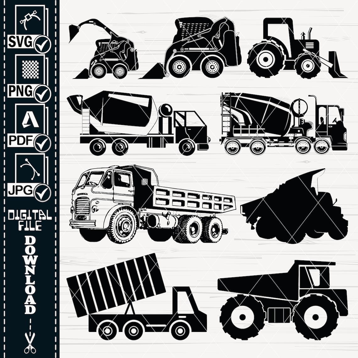Construction Vehicle SVG Bundle, Trucks, Excavators, Bulldozers ...