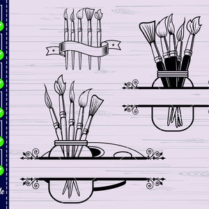 Artist Supplies Monogram SVG, Paint Brush Clipart (digital Files) - Etsy