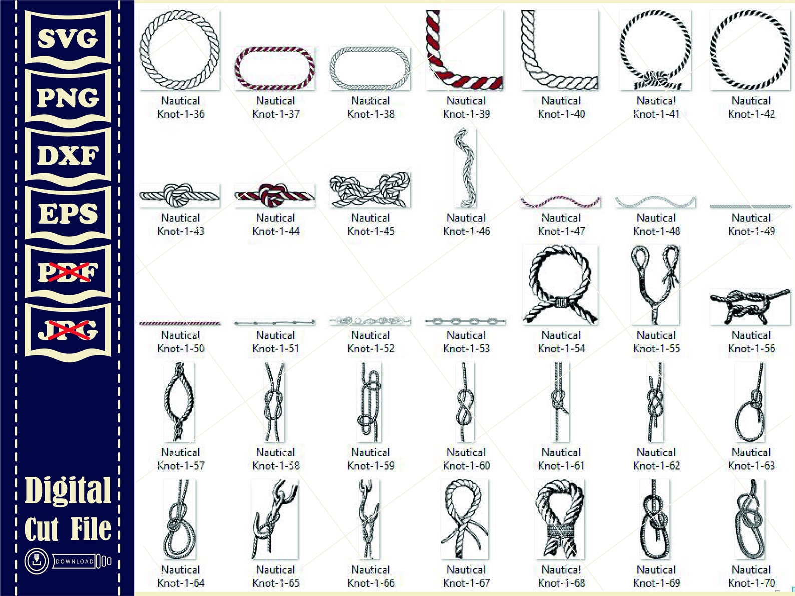 Rope SVG Bundle Nautical Knot Svg Rope Dxf Rope Png Rope - Etsy