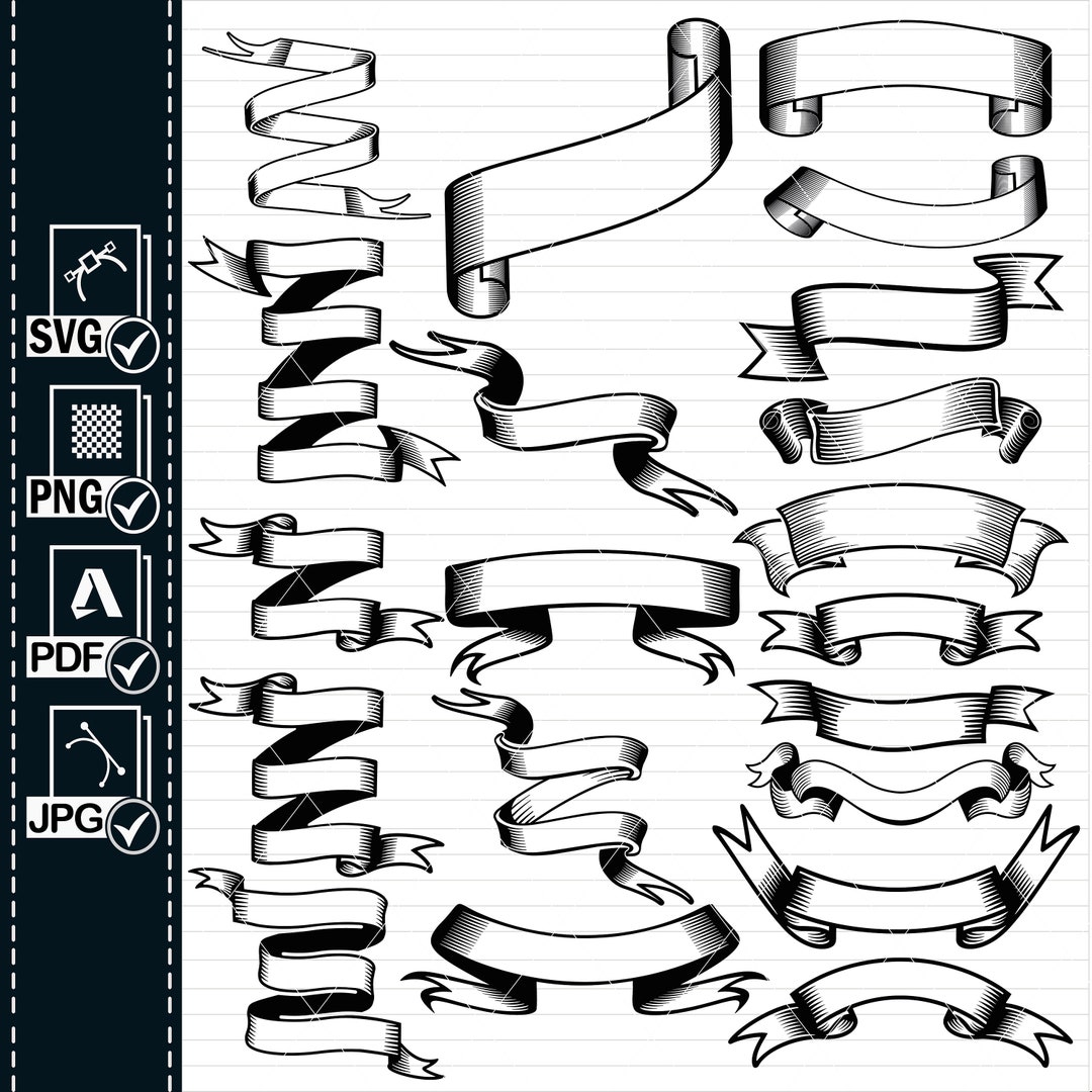 Banner SVG Bundle, Ribbon Scroll Label Clipart (digital Download) - Etsy