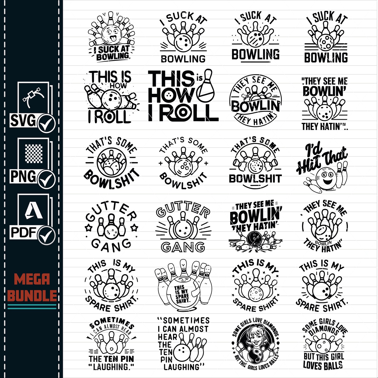 Bowling SVG Mega Bundle, Clipart Graphics (digital Download) - Etsy