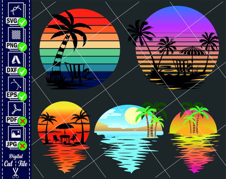 Palm Tree Svg 3 Sunset Svg Palm Beach Svg Palm Tree - Etsy