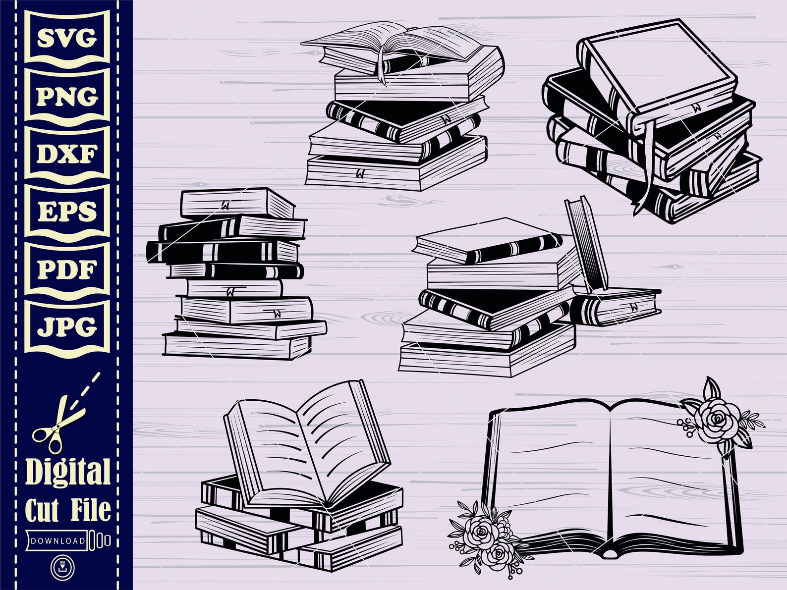 BOOKS SVG 2 Books Lover Bundle SVG Love to Read Svg - Etsy