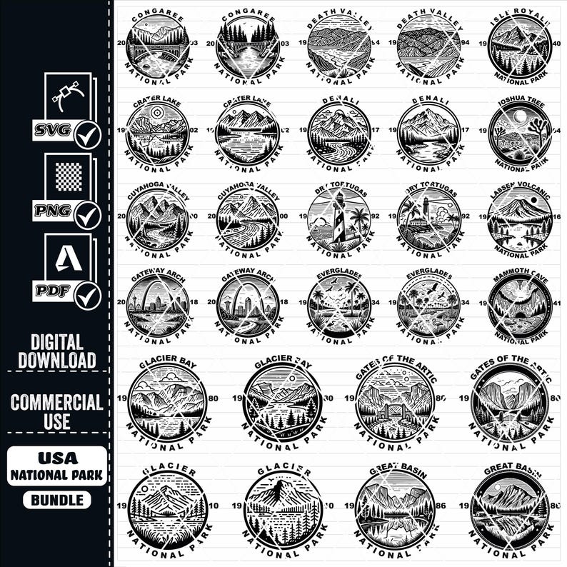 USA National Parks Cut Files, Vector Art (svg, Png, Pdf) (digital ...