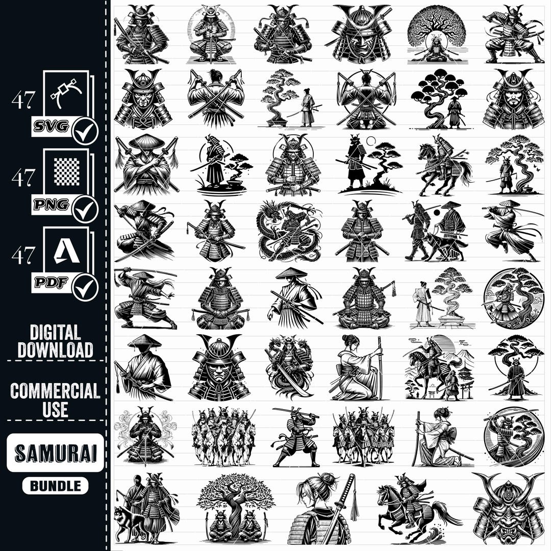 Samurai SVG Bundle, Samurai Cut File for Cricut, Samurai Hemlet Svg ...
