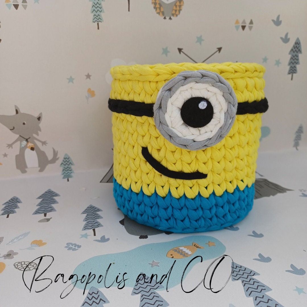Minions Handmade Crochet Basket for Kids, Stuart Storage Basket ...