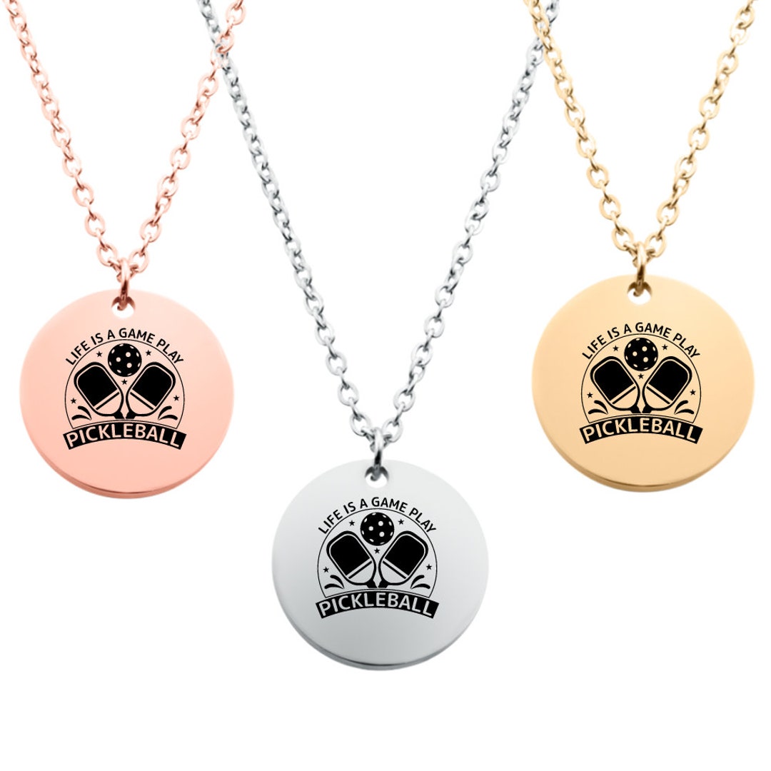 Pickleball Necklace, Life is a Game Play Pickleball, Stainless Steel ...
