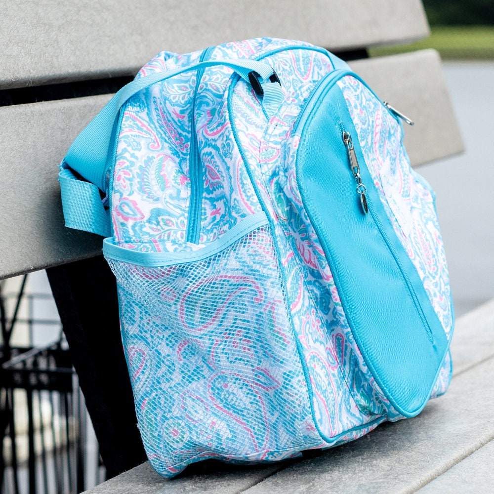 Born to Rally Womens Pickleball Bag, Turquiose Pickleball Paisley ...