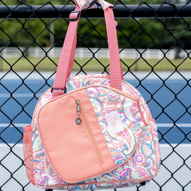 Born to Rally Womens Pickleball Bag, Turquiose Pickleball Paisley ...