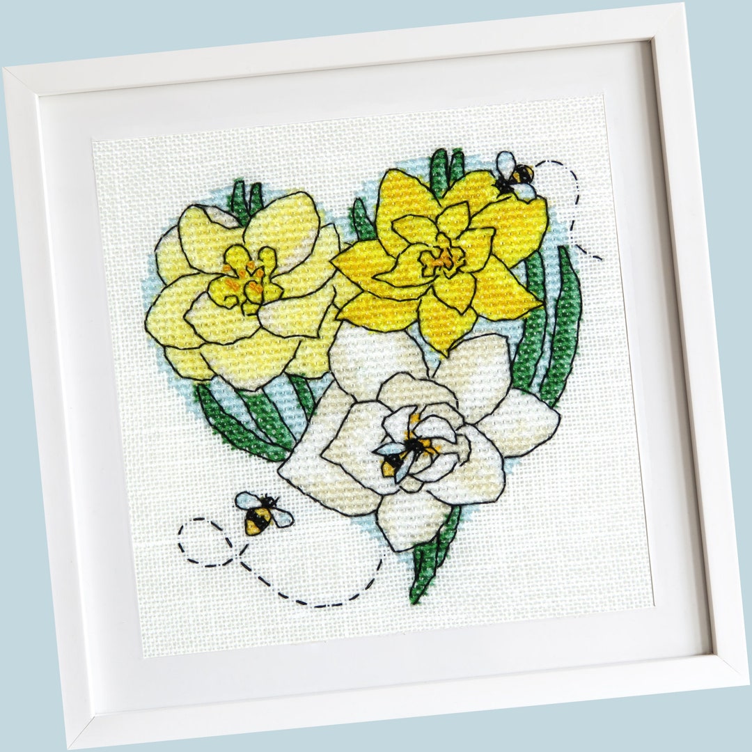 Daffodils & Bees Cross-stitch PDF Pattern - Etsy