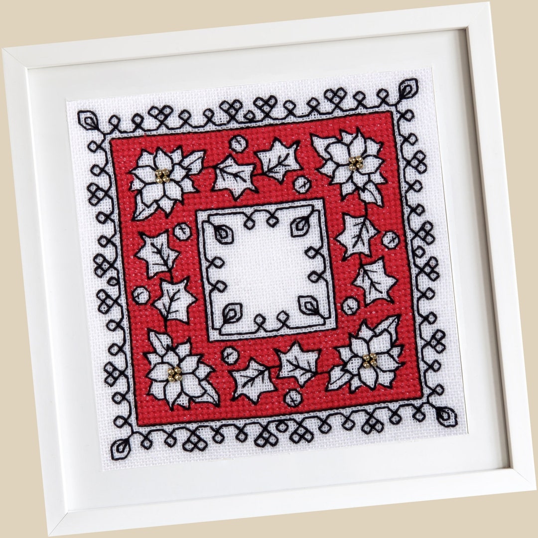 Assisi Holly & Poinsettia • Cross-stitch PDF Pattern - Etsy