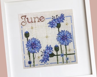 June Cross Stitch Pattern, June Monthly Sampler, Calendar Cross Stitch ...