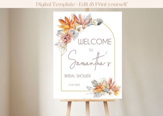 Tropical Floral Bridal Shower Welcome Board Bridal Shower | Etsy Australia