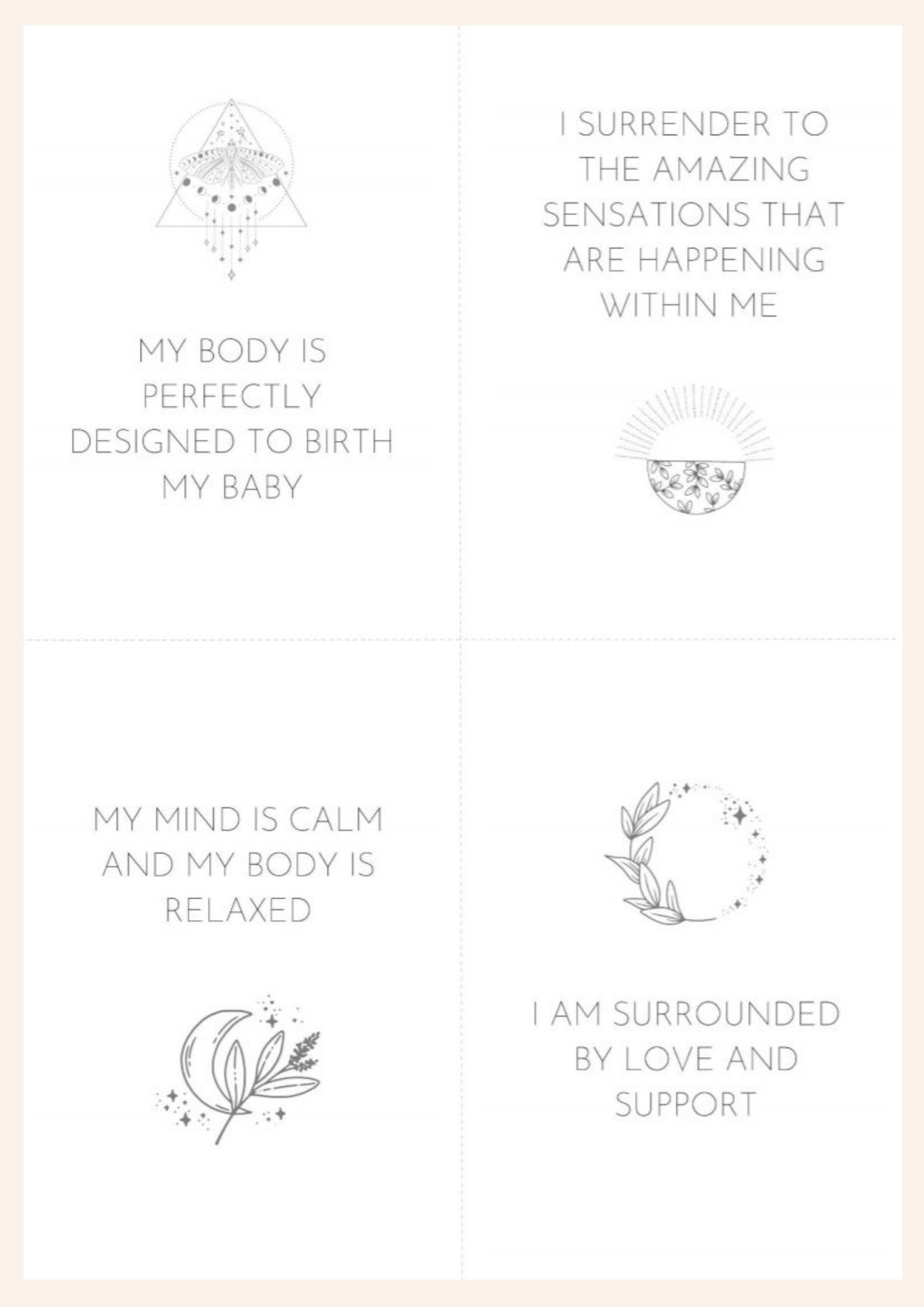 Boho Style Printable Positive Birth Affirmation Cards Etsy