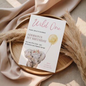 Digital Elephant Birthday Invitation, Kids Party Invite, Printable ...