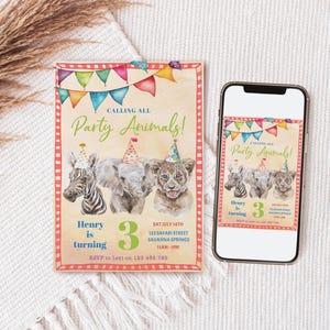 Jungle Safari Animals Birthday Invitation Wild Animals Printable ...
