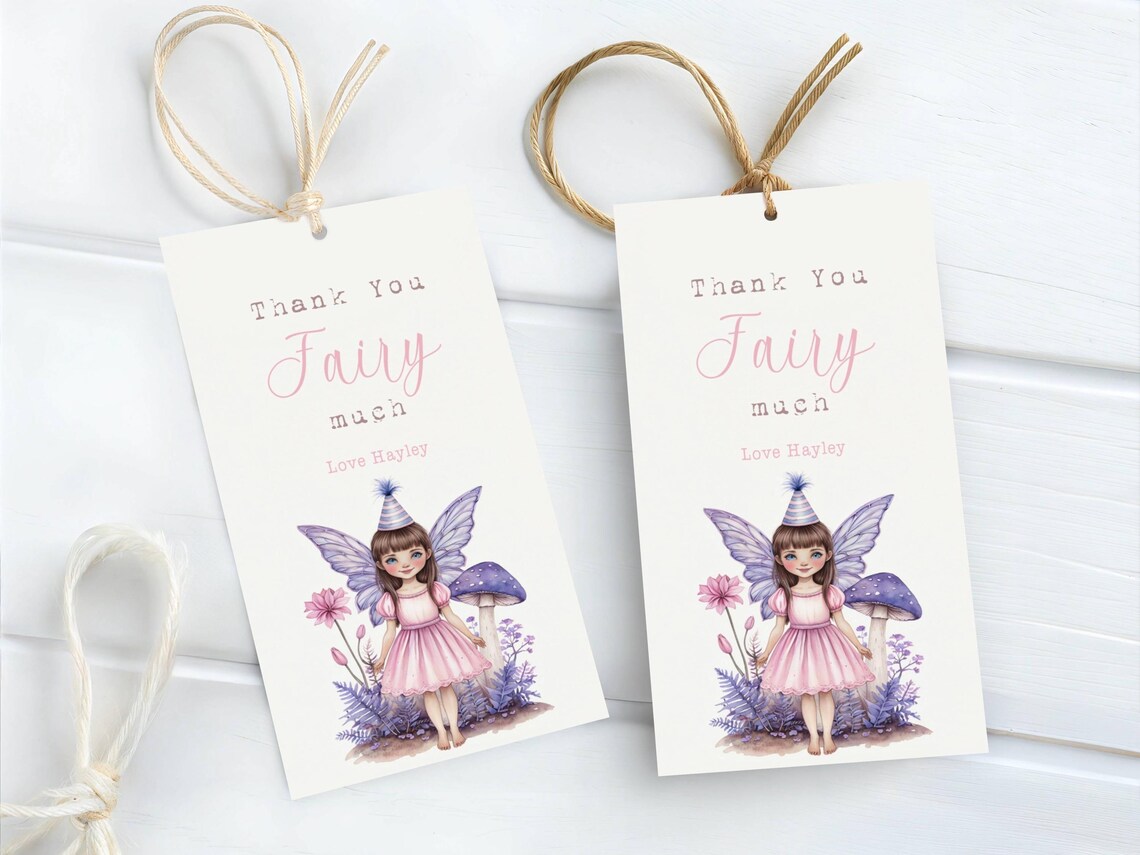 Fairy Birthday Favor Tag, Fairy Party Thank You Tag, Fairy Party Favors ...