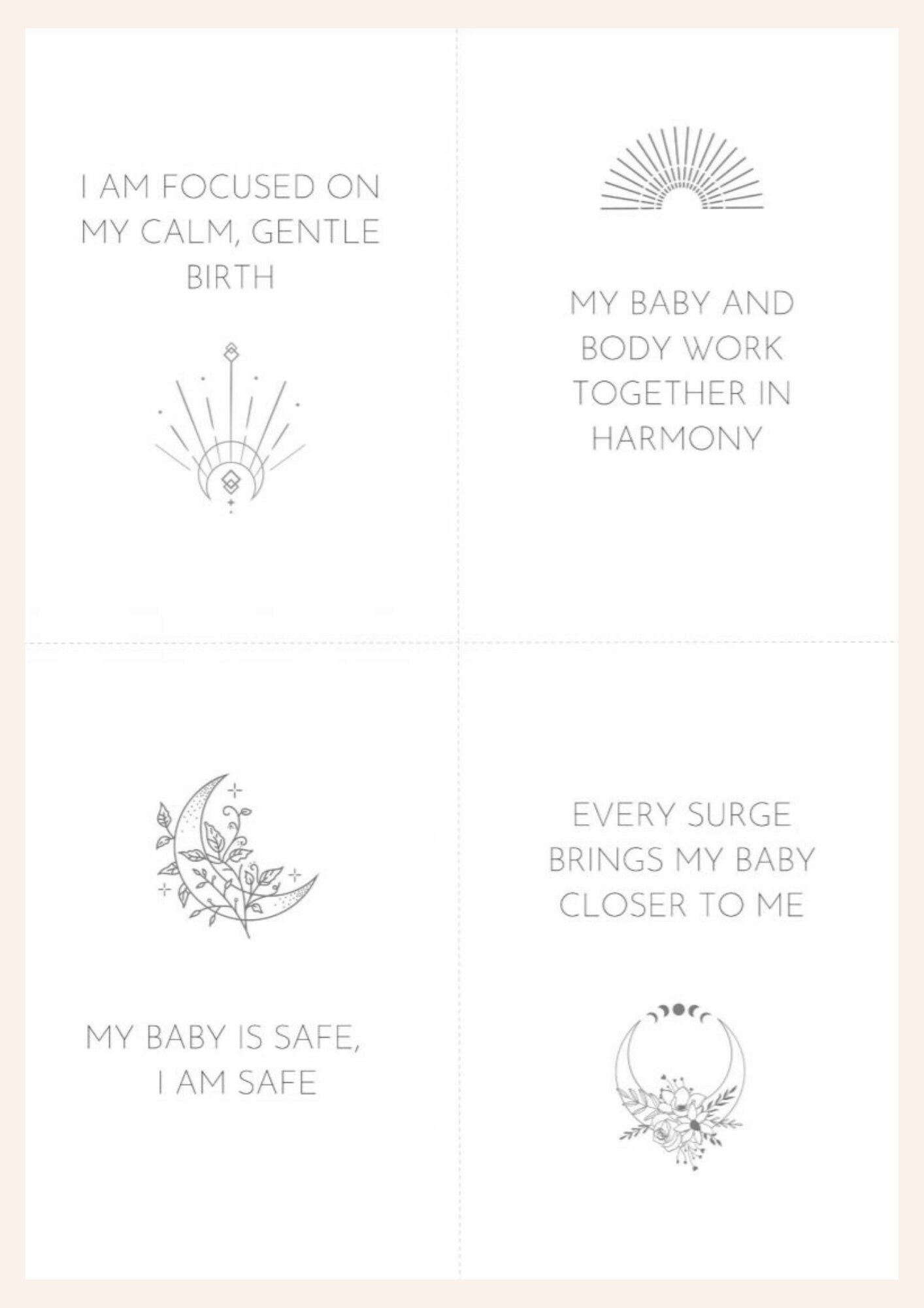 Printable Positive Birth Affirmation Cards, Hypnobirthing, Calm Birth ...