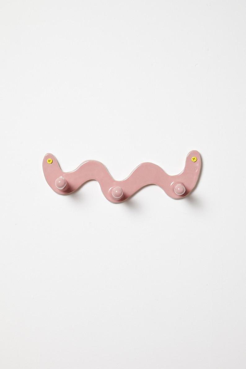 Pink Wiggle Ceramic Wall Hook - Etsy
