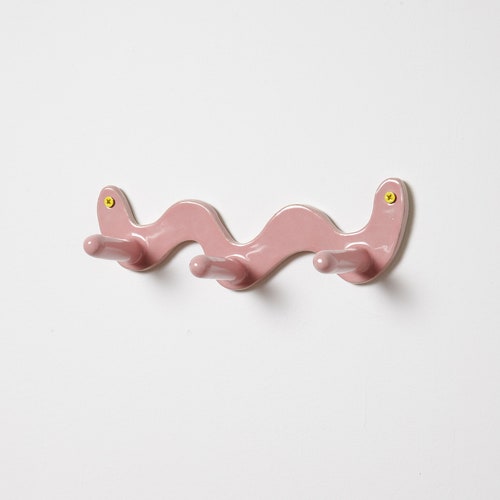 Pink Wiggle Ceramic Wall Hook - Etsy