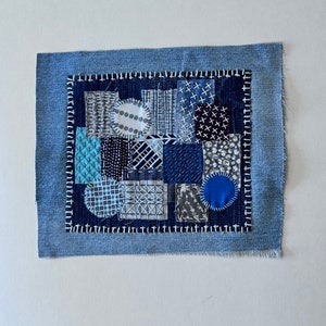 Patches of Different Sizes of Denim Hand Sewn With the Japanese Sashiko ...