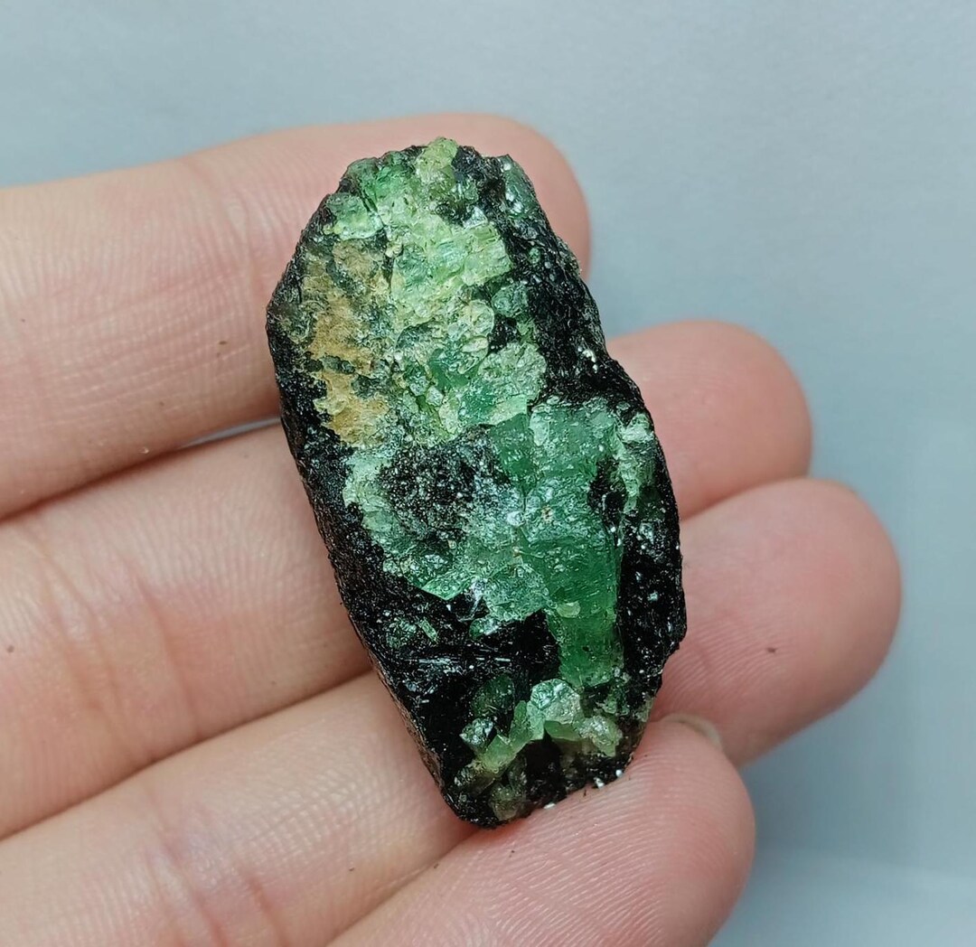 Natural Zambian Emerald Rough Stone, Rare Green Crystal - Etsy