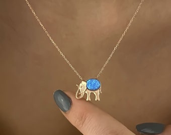 Opal Elephant Necklace - Etsy