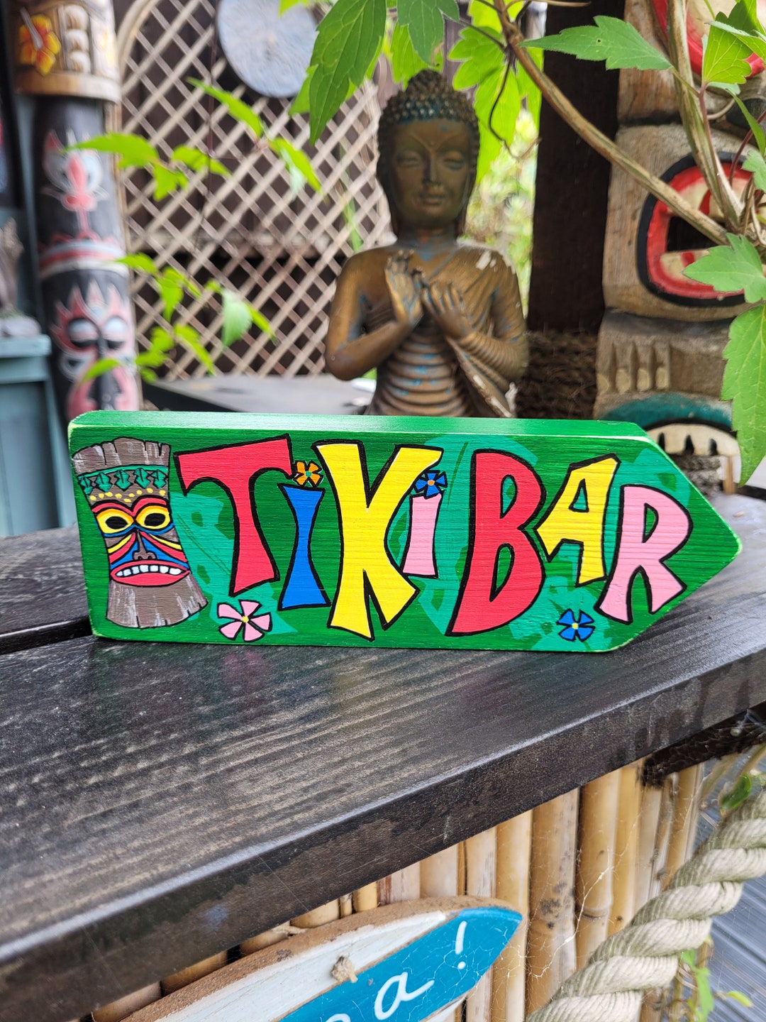 Wood Tiki Bar Direction Sign,hanging or Freestanding. - Etsy