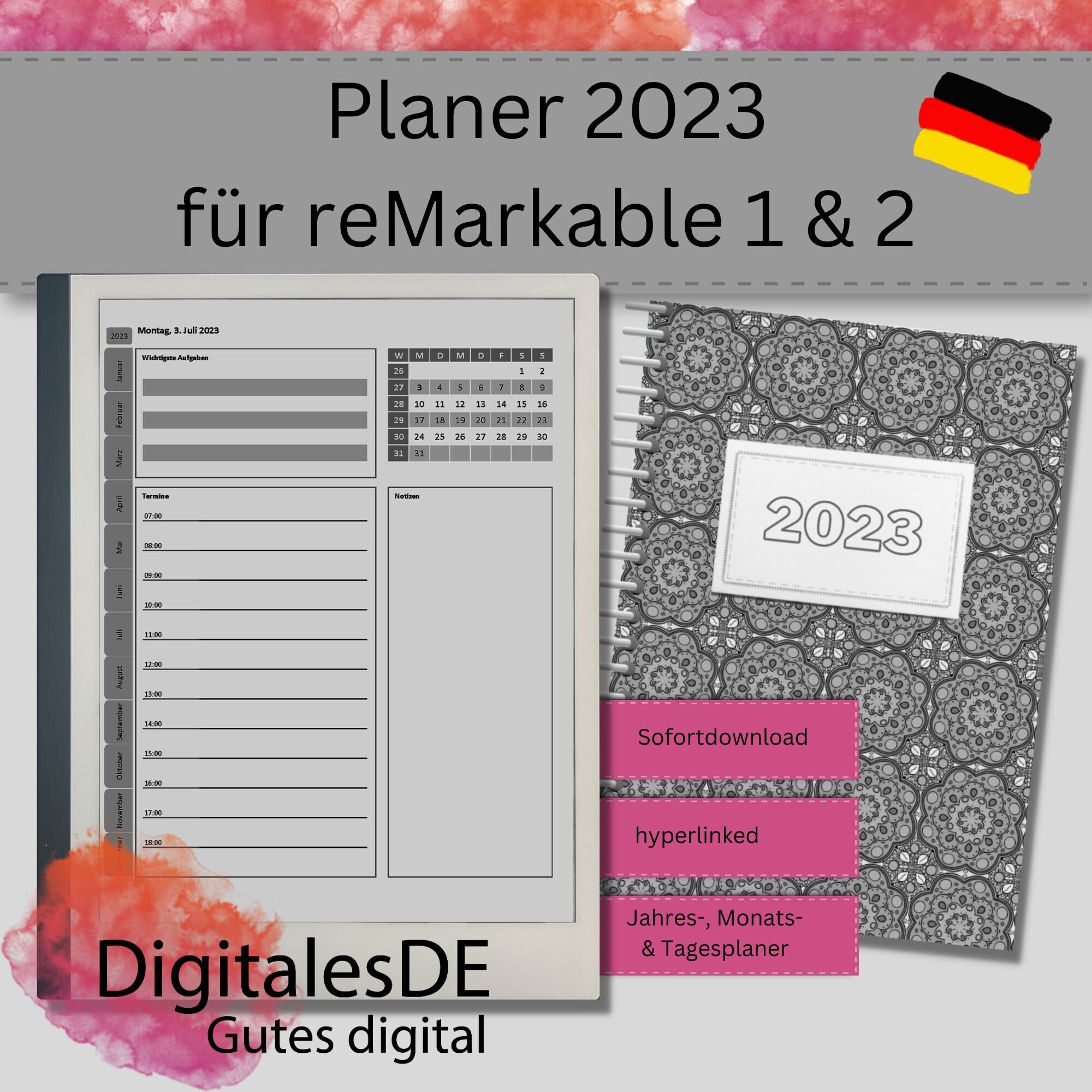 Digital Planner / Calendar 2023 for Remarkable 1 & Remarkable - Etsy